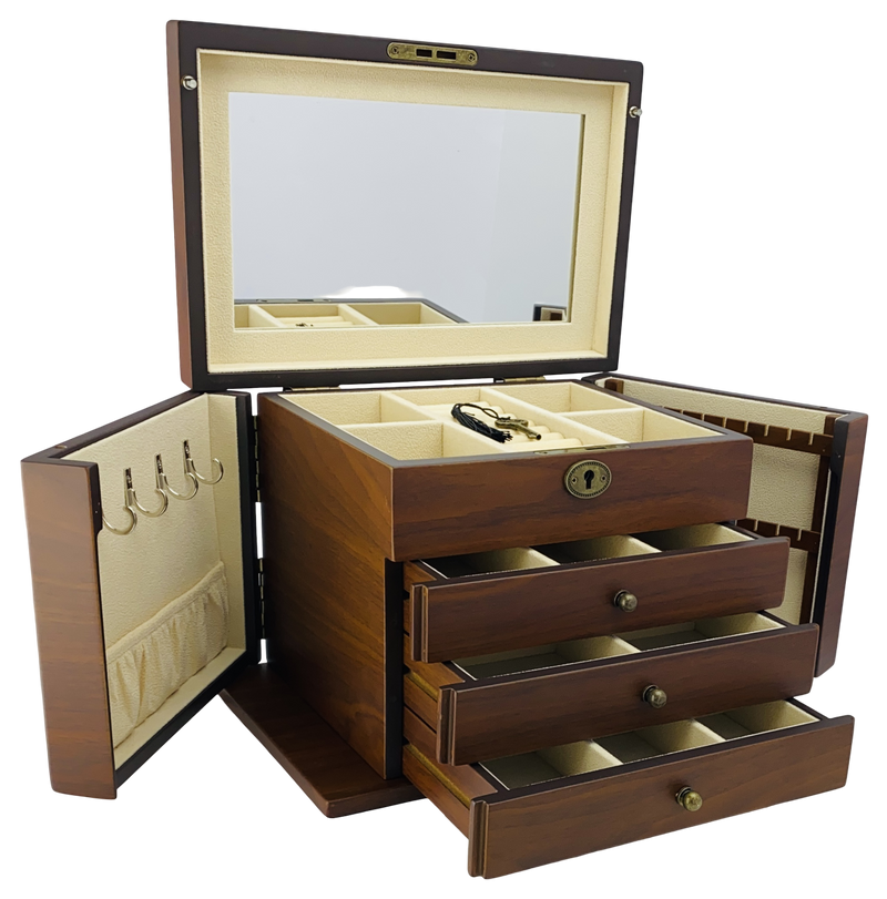 NEW Harrowdene European Walnut Matte Finish Wood Jewellery Box with ...